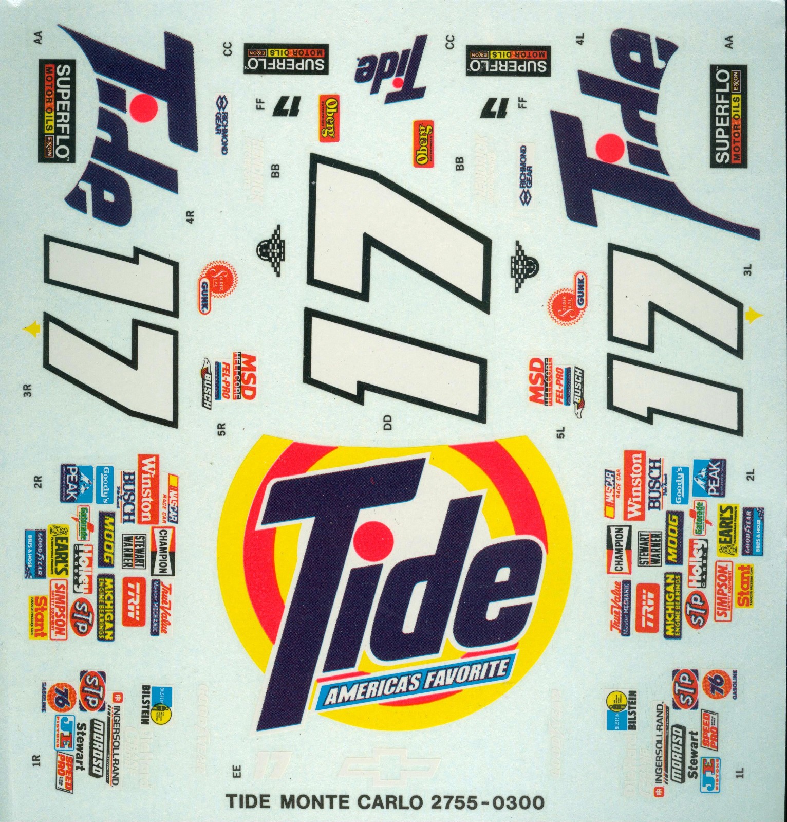 NASCAR DECAL #17 TIDE 1987 CHEVROLET MONTE CARLO DARRELL WALTRIP ...