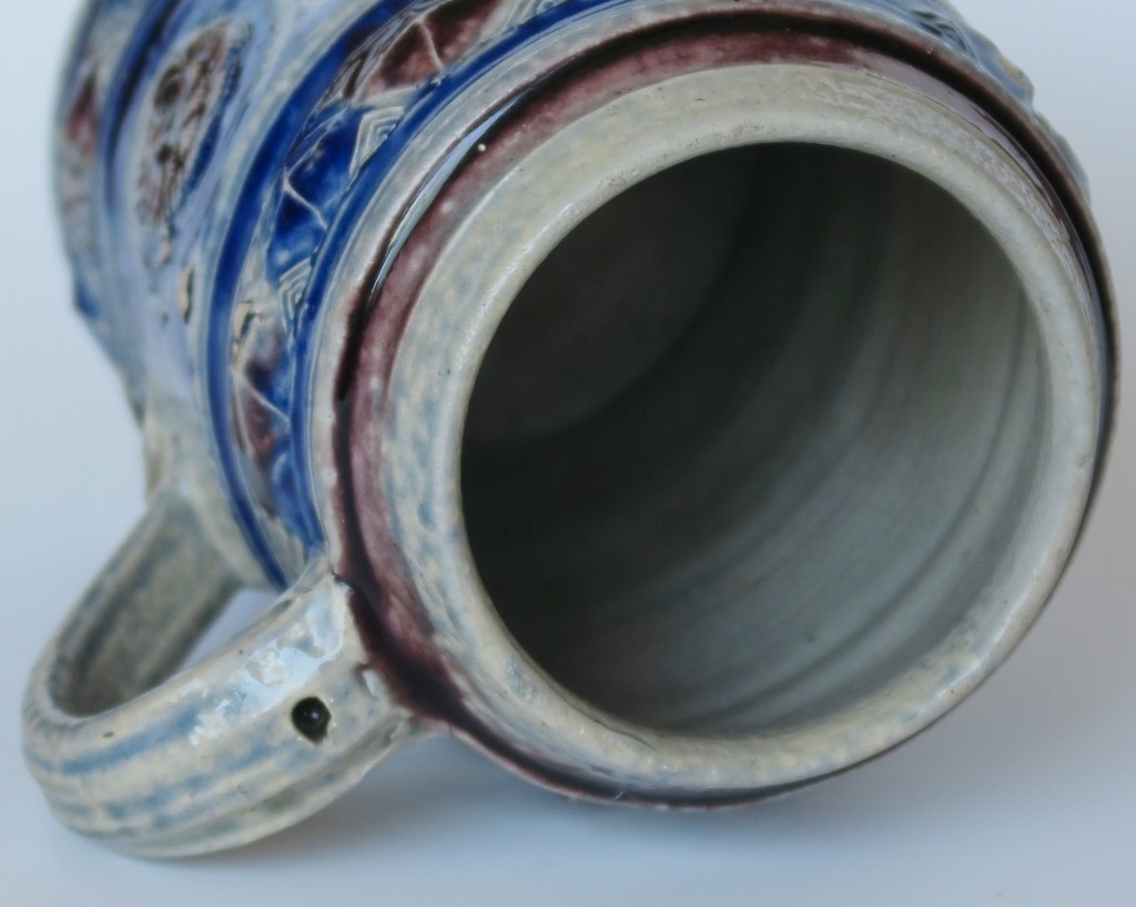 A nice blue and manganese Westerwald German stoneware mug tankard stein ...