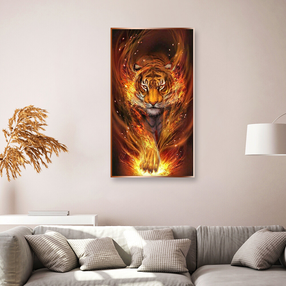 Home Decoration Art 5D DIY Diamond Painting Tiger Resin Mural Wall ...