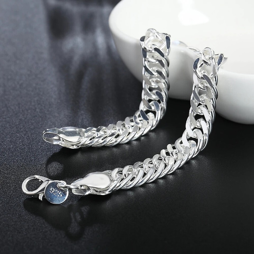 Hot Sale 925 Sterling Silver 10mm Men Hand Chain Bracelet Party Jewelry ...
