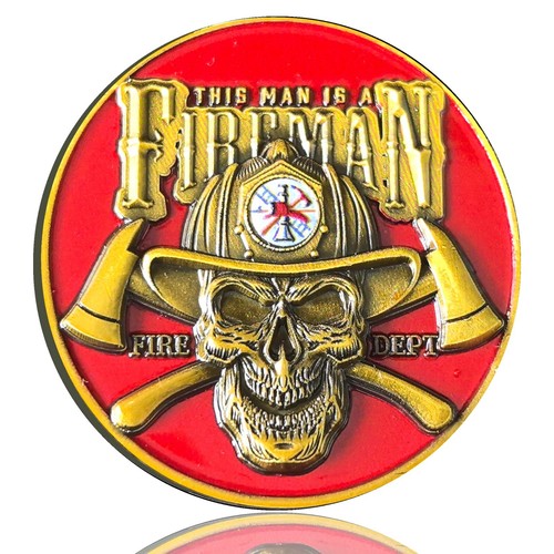 Firefighter Honor and Bravery Challenge Coin - Bold Red and Gold ...