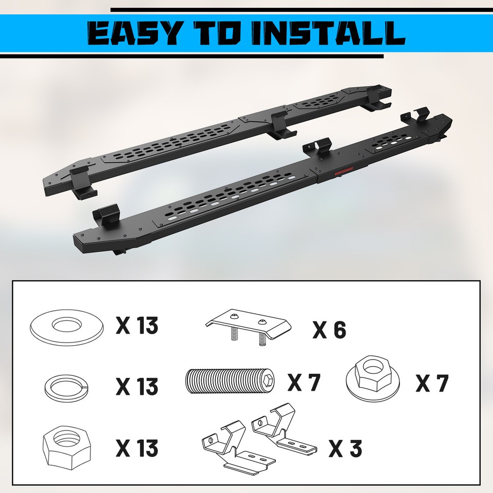 2021-2026 Rock Rail Side Steps Running Boards Nerf Bars for Ford Bronco ...