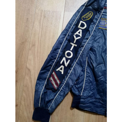 [70s/Vintage] Style Auto Racing Jacket Nylon Jacket Size:XL Navy ...