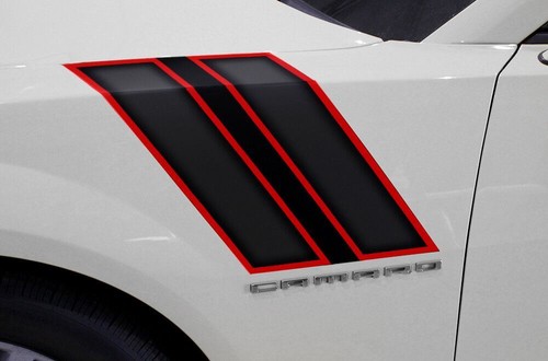 Hash Marks Hood Race Stripes Graphics Decals for Chevy Camaro 10-15 RED ...