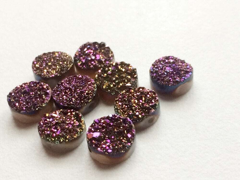 10mm Purple Druzy, Titanium Purple Druzy Matched Pairs, Round Druzy For ...