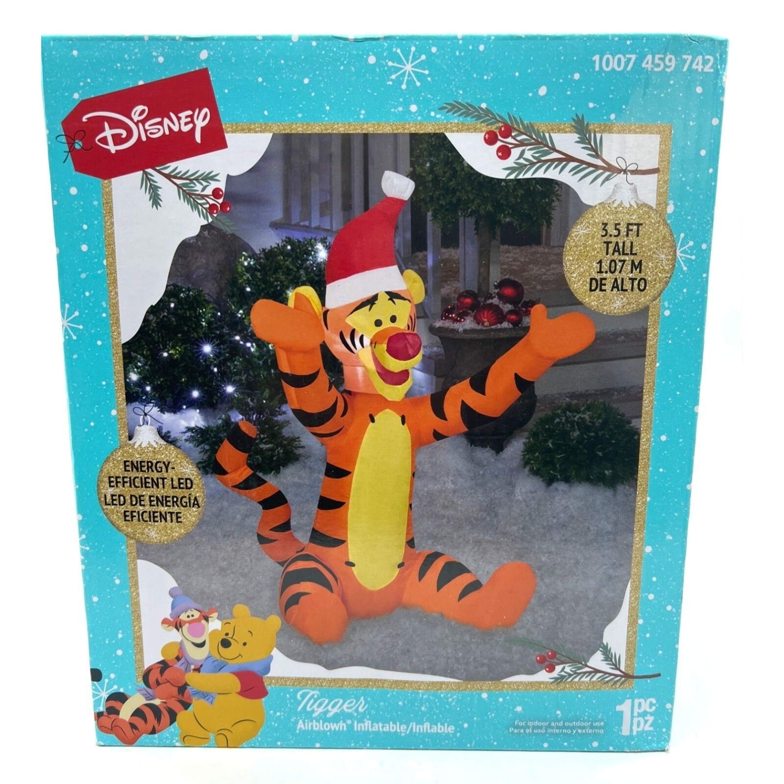 Gemmy 3.5' Disney Airblown Tigger Wearing Santa Hat Christmas ...
