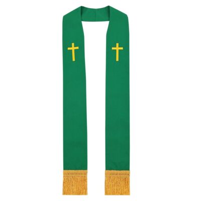 Clergy Priest Green Stole Clergy Stole with Golden Cross Embroidery ...
