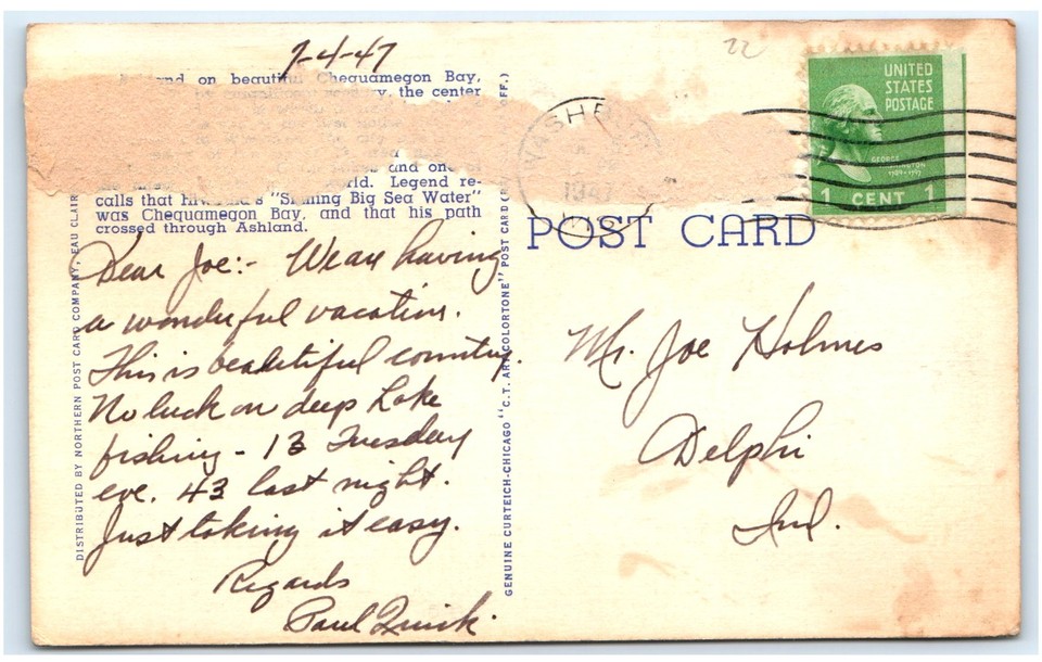 1947 Ashland, WI Postcard- LARGE LETTER GREETINGS FROM ASHLAND | eBay