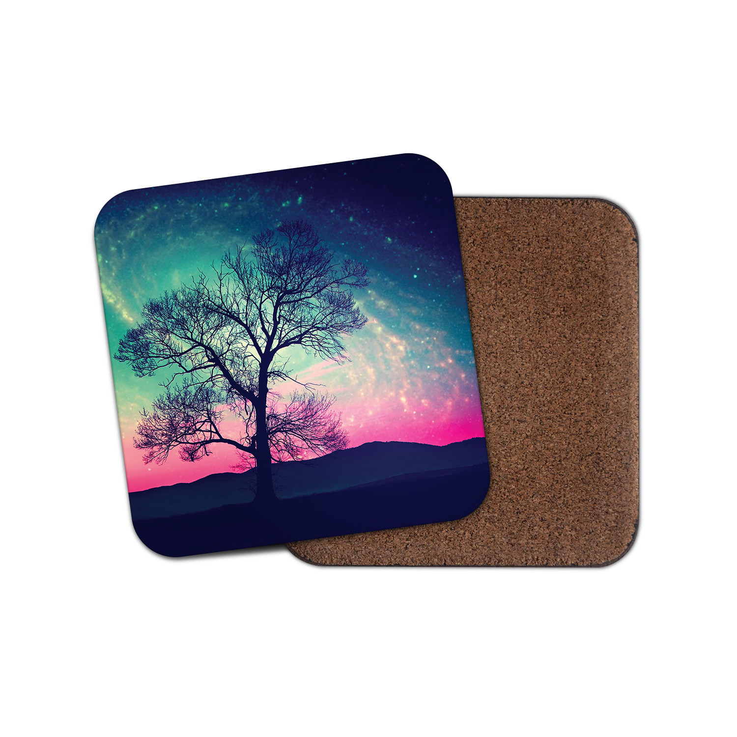 Solar System Tree Cork Backed Drinks Coaster - Space Earth Milky Way ...