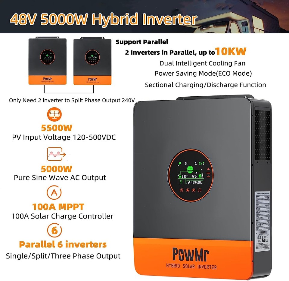 5200W 48V All In One Solar Inverter Hybrid Split phase 120V 240V 208V ...