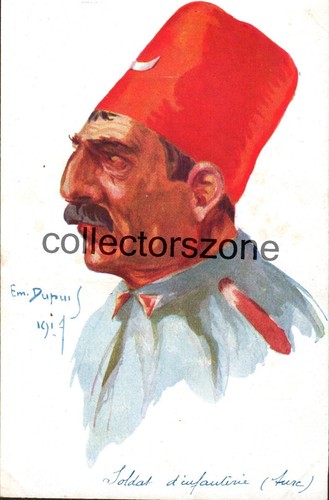 WW1 Paris Color Ottoman Turkish Soldier caricature Printed postcard ...