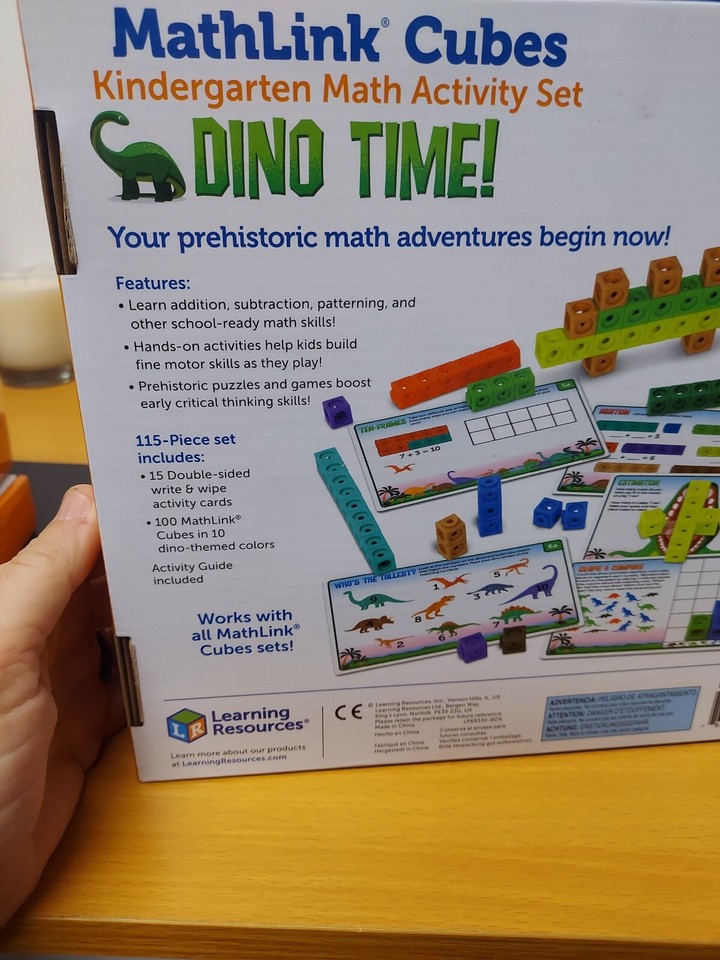Learning Resources MathLink Cubes Kindergarten Math Activity Set: Dino ...