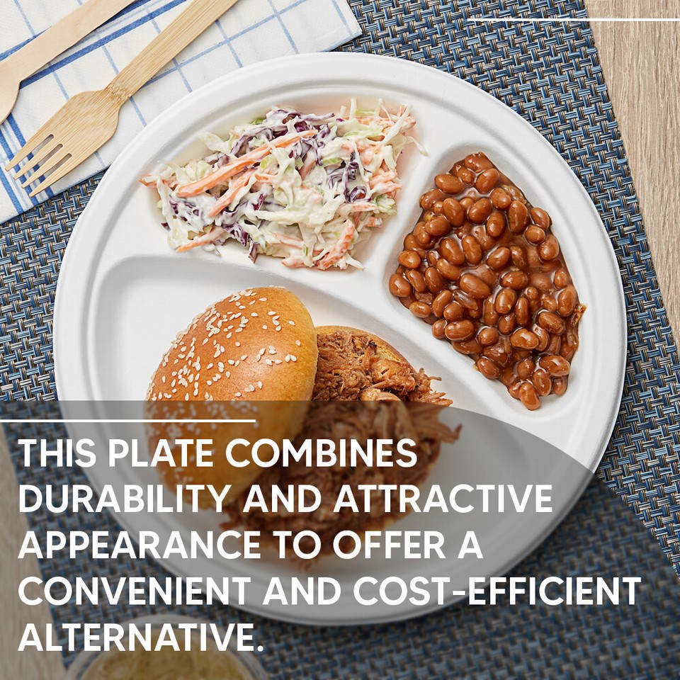 White Plastic Plates Reusable 3 Section & 6 Section Plates For Catering ...