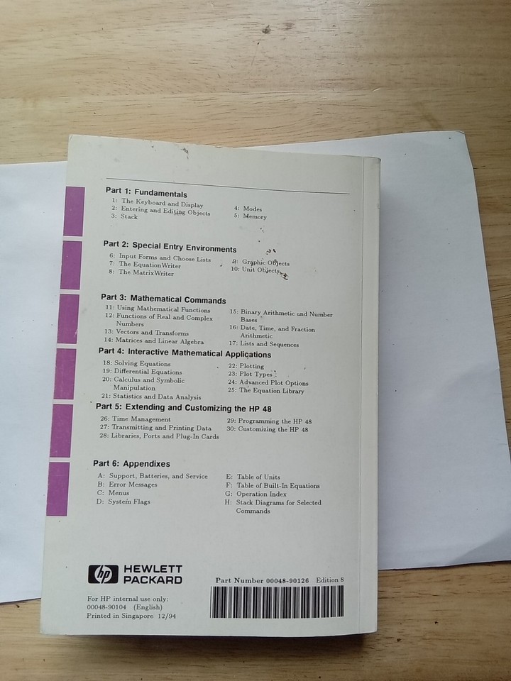 Hewlett Packard HP 48G 48Gx Graphing Calculator User Manual and quick ...