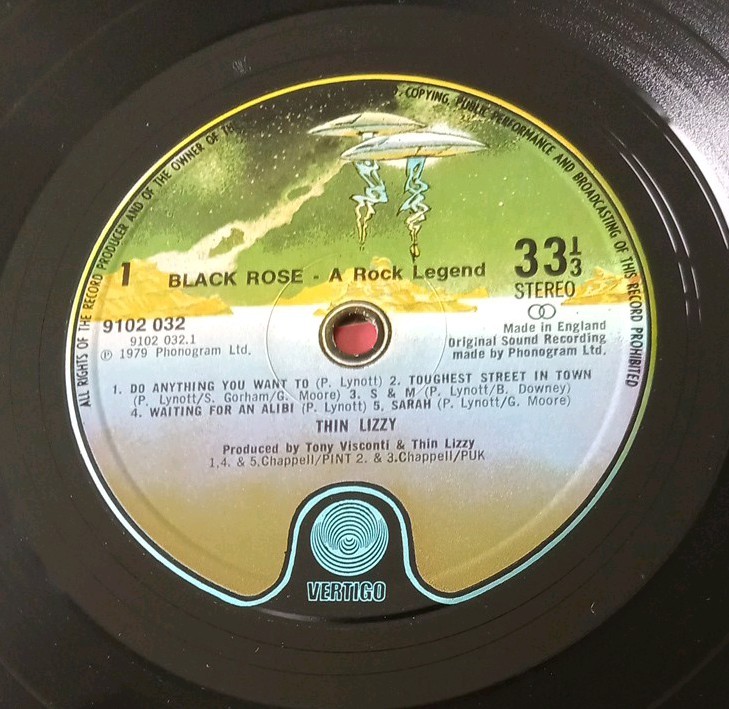 Thin Lizzy Black Rose Vinyl LP Record Album 1979, Vertigo 9102 032 ...