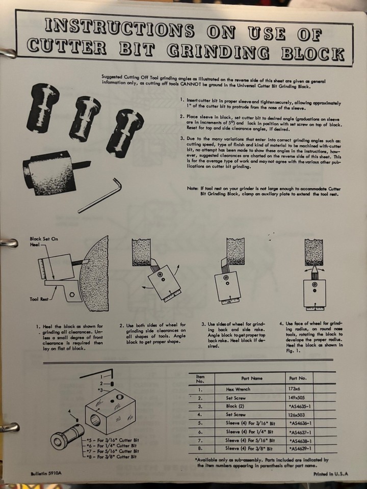 (3) SOUTH BEND LATHE ORIGINAL TOOL BIT 3/16, 5/16" & 3/8" GRINDING ...