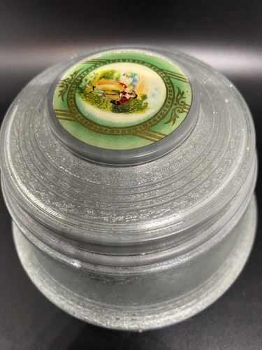Powder Puff Music Box Vintage Round Vanity Victorian Couple Excellent ...