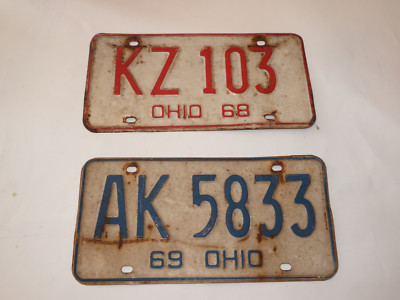 Vintage 1968 1969 Ohio License Plate Auto Car Tag Lot Of 2 | eBay