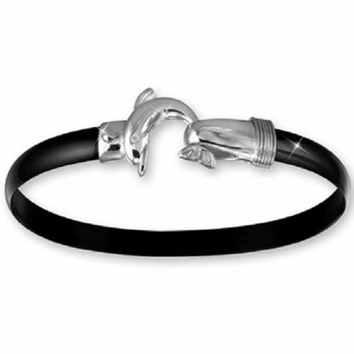 Montesino Bracelet 6MM Black Titanium Bar With Silver Dolphin ...