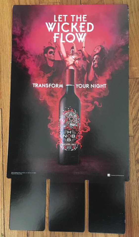 Hobnob Wicked Red Wine 2019 Cardboard Advertising Sign 23" x 12" | eBay