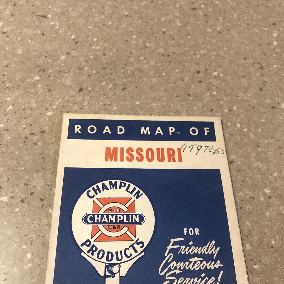 RARE Champlin Gasoline Map Gas Oil Road Map Motor Oil Refining Missouri ...