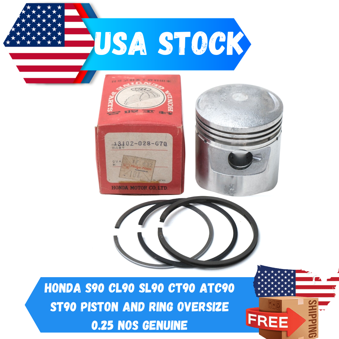 HONDA S90 CL90 SL90 CT90 ATC90 ST90 PISTON and RING OVERSIZE 0.25 NOS ...