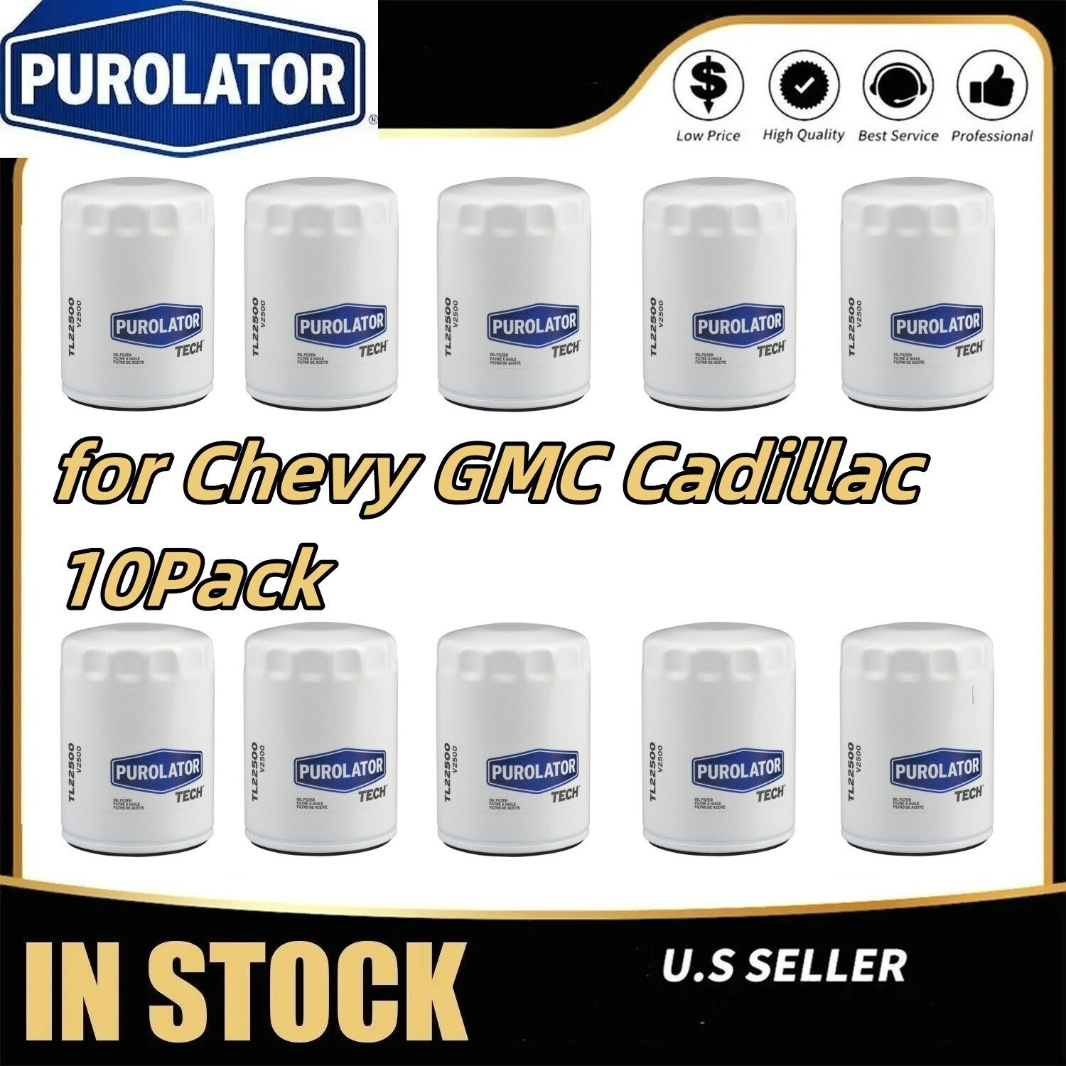 Purolator Engine Oil Filter PF63 PF63E PF63F for Chevy GMC Cadillac 10 ...