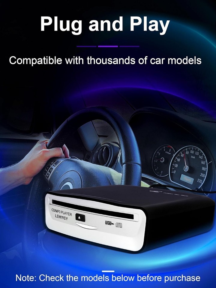 External USB CD Player for Car Portable Plug In CD Player with Remote ...