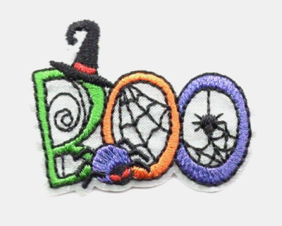 BOO Iron On Patch Halloween Ghost Trick or Treat Spider Witch | eBay