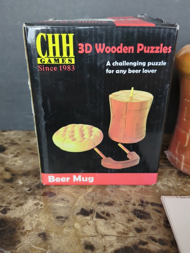 3D Wooden Puzzle Beer Mug Brain Teaser Handcrafted CHH Games | eBay