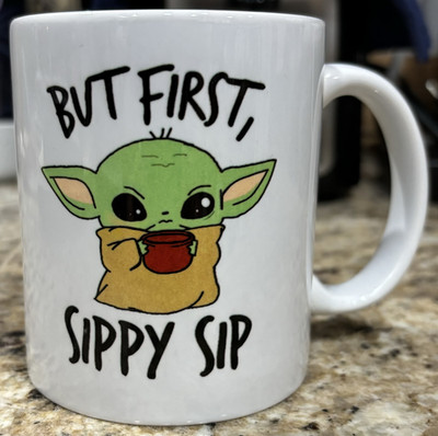 Grogu Coffee Mug “But First, Sippy Sip” Star Wars Mandalorian Cup, 2 ...