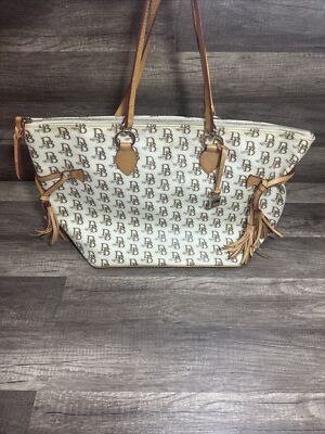 Dooney Bourke Brown DB Logo Gretta Monogram & Leather Leisure Tote Bag ...