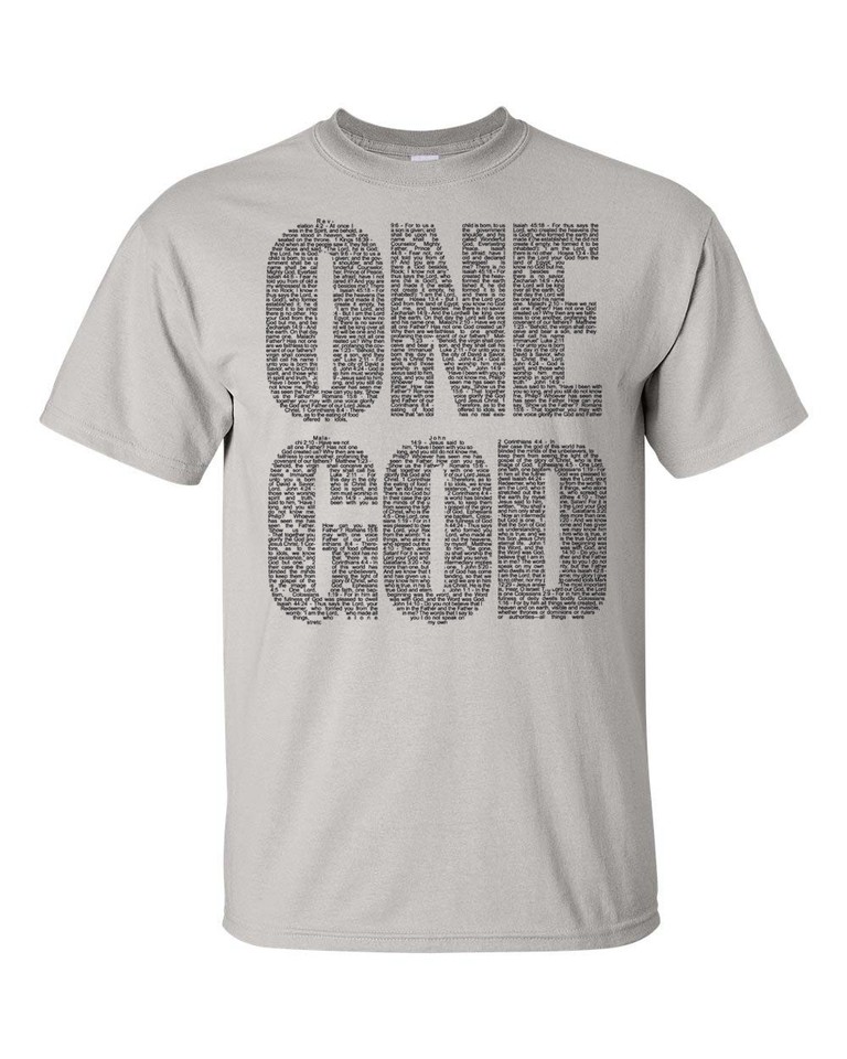 ONE GOD Scripture Bible Verse Print Christian BLACK PRINT Men's Tee ...