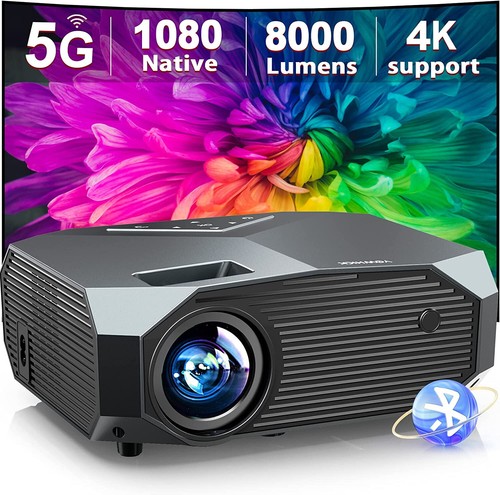 Projector 1080p 8000L WiFi Full HD Compatible w/ TV Stick HDMI USB ...