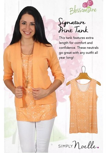 Simply Noelle Signature Print Orange Sherbet Tank Top L/XL New | eBay