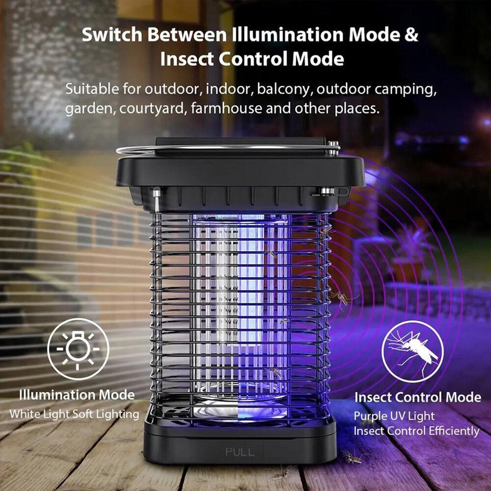 Solar Electric Mosquito Insect Killer LED Light Fly Bug Zapper Pest ...