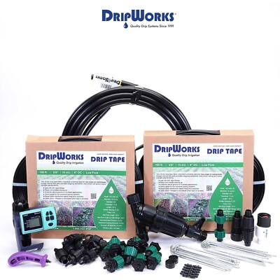Automated Dripworks Drip Tape Irrigation Kit for Row Crops, with Timer ...