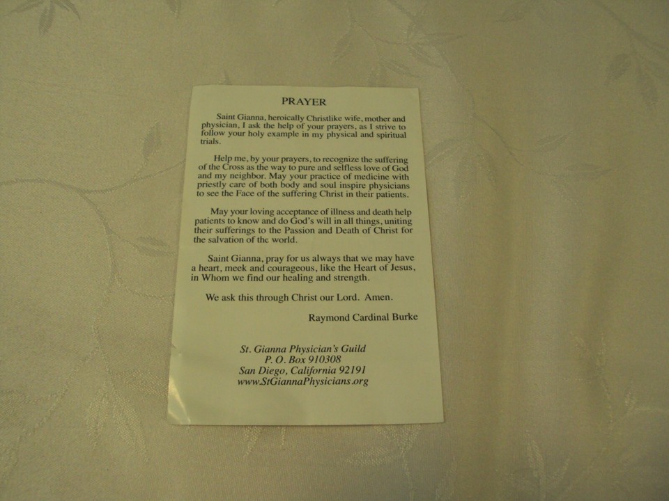 VINTAGE PRAYER CARD SAINT GIANNA BERETTA MOLLA RELIGIOUS #REL | eBay