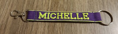 New Michelle Personalized Keychain Purple and Green | eBay