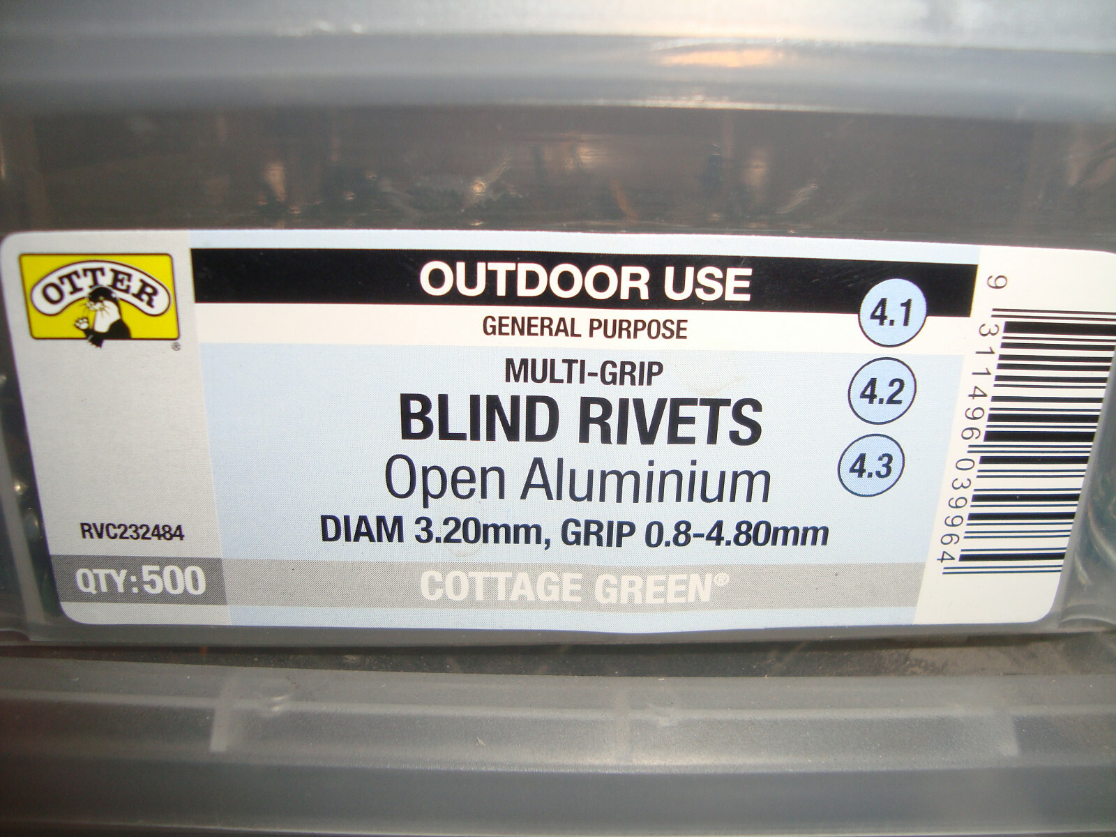 Pop Rivets 4.3 Cottage Green ALU shell steel stem ,Multi Grip to 4,8mm ...