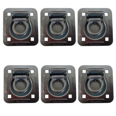 6 Recessed Floor D-Rings w/ Backing Plate Enclosed Cargo Trailer Tie ...
