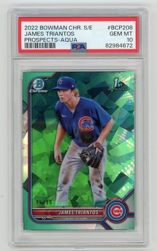 2022 Bowman Chrome Sapphire James Triantos Aqua /99 1st Bowman PSA 10 ...
