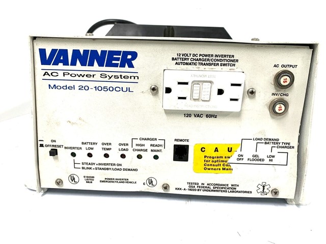Vanner 12 Volt DC Power Inverter Model 20-1050cul With 1fm1 Interface ...