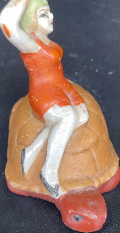 Vintage Art Deco Bathing Beauty Lady Porcelain Figurine on Turtle ...