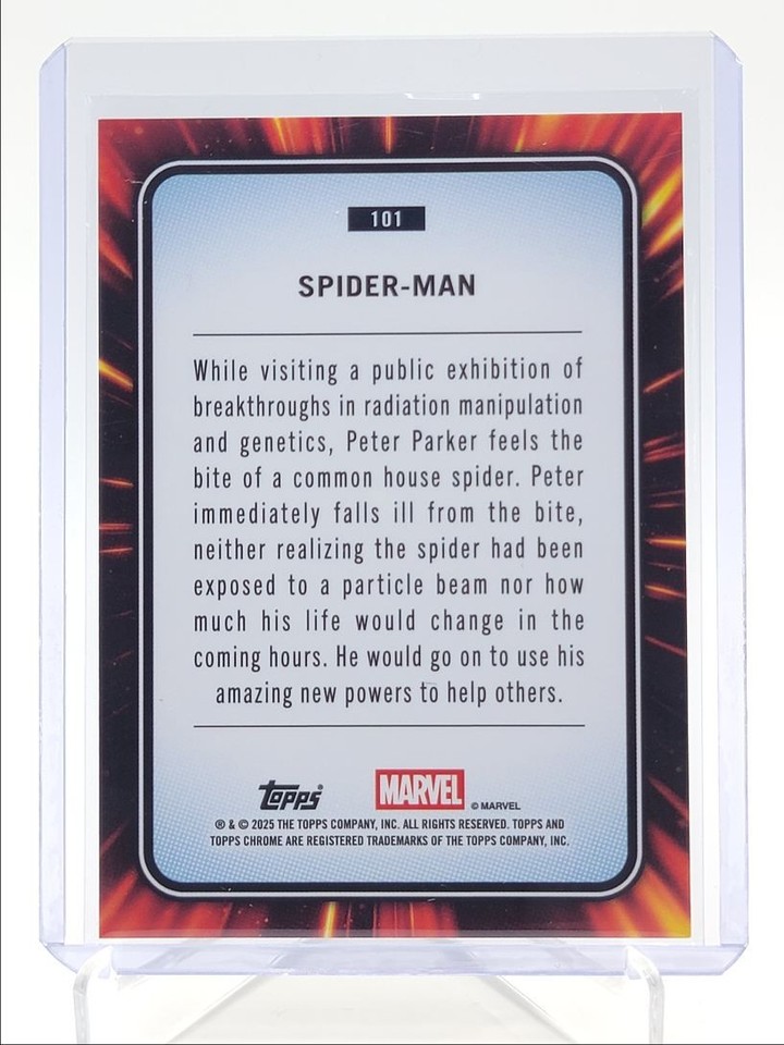 SPIDER MAN 2025 TOPPS CHROME MARVEL SAPPHIRE REFRACTOR NO.101 Q2743 | eBay