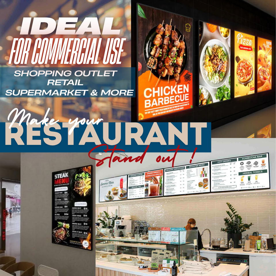 A1 LED Illuminated Backlit Slim Poster Display Menu Board & FREE Print ...