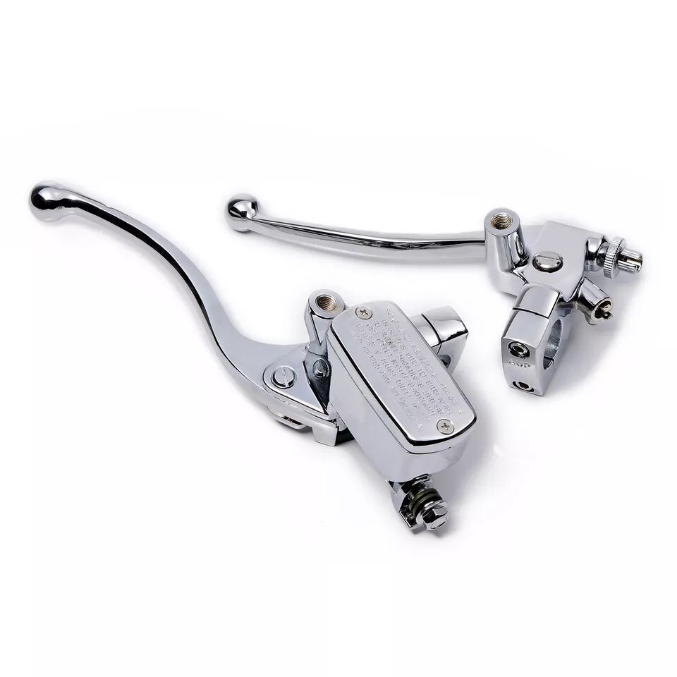 Chrome 1" Motorcycle Master Cylinder Front Brake & Clutch Levers Set ...