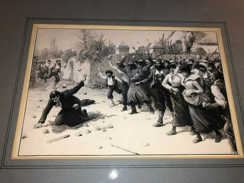 Antique Published Illustration Art Painting Riots In Sicily 1894 The ...