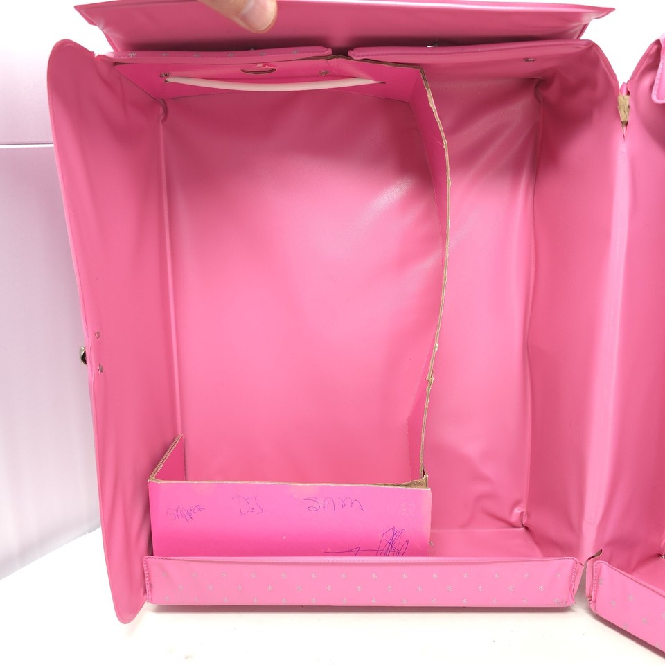 Vintage 1985 Mattel BARBIE Pink Double FASHION DOLL CASE Carrying Trunk ...
