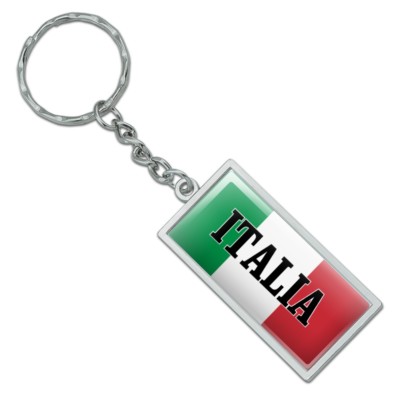 Italia Italy Italian Flag Rectangle Chrome Plated Metal Keychain Key ...